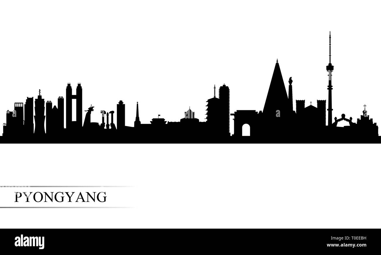 Pyongyang city skyline silhouette background, vector illustration Stock ...
