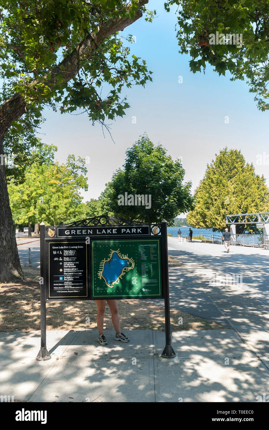 Green Lake Park signage at Green Lake in Seattle, Washington Stock ...