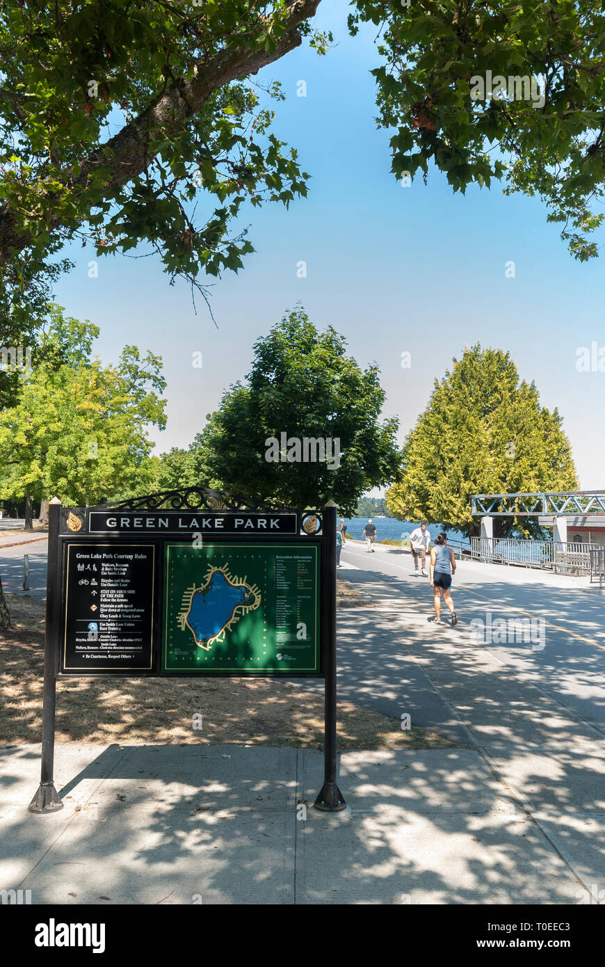 Green Lake Park signage at Green Lake in Seattle, Washington Stock ...