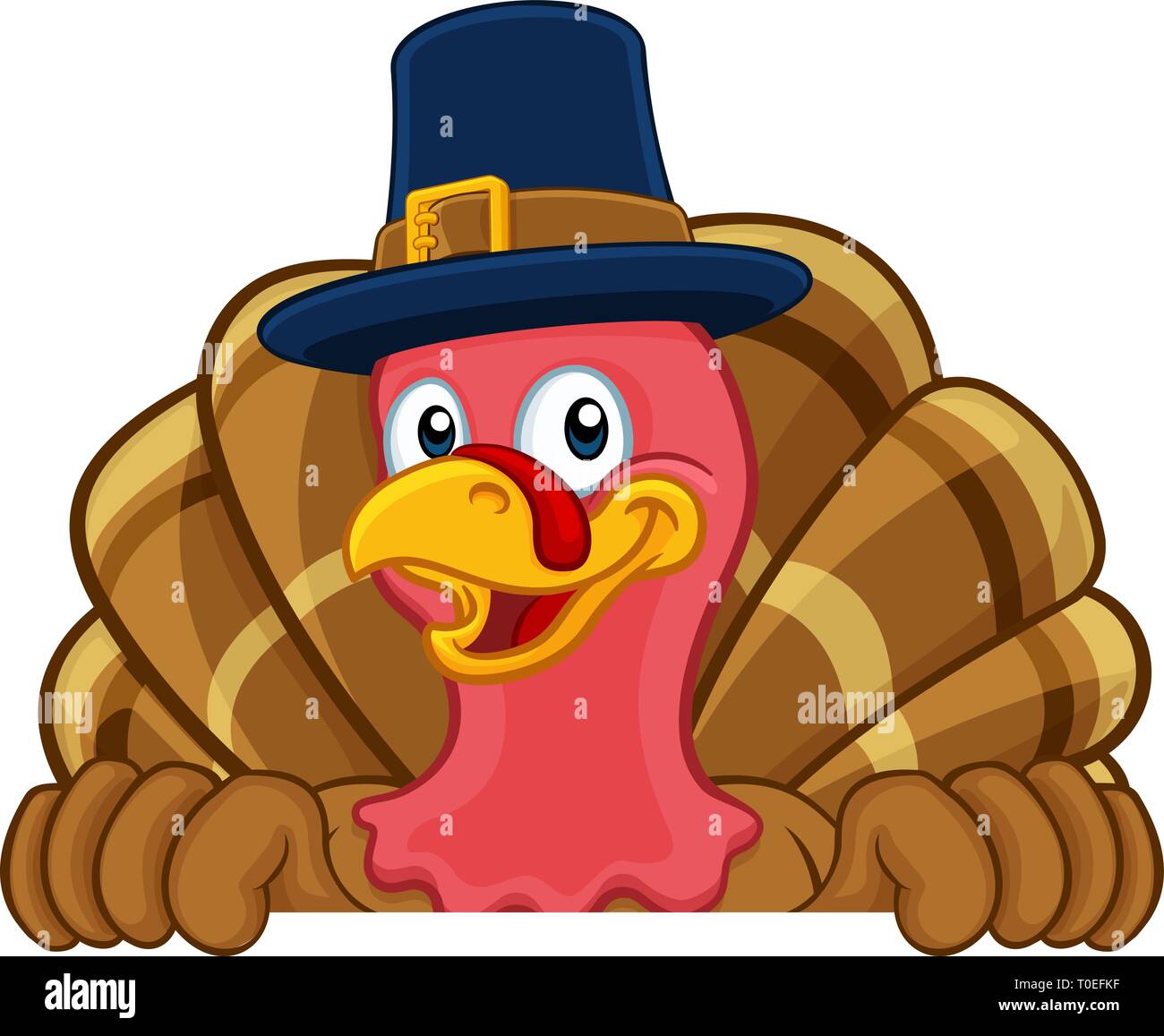 Turkey Pilgrim Hat Thanksgiving Cartoon Character Stock Vector Image ...