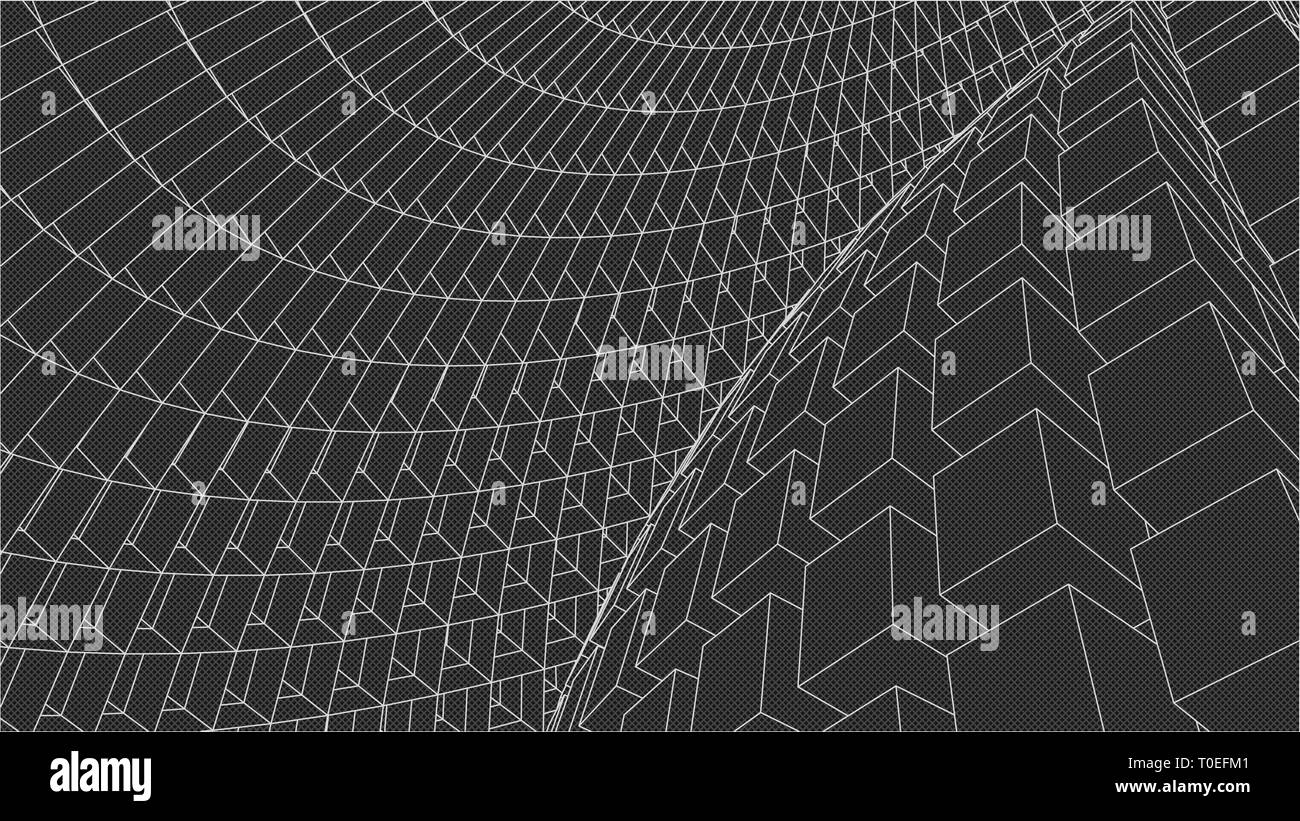 Abstract 3d Illuminated distorted Mesh Sphere . Neon Sign . Futuristic ...