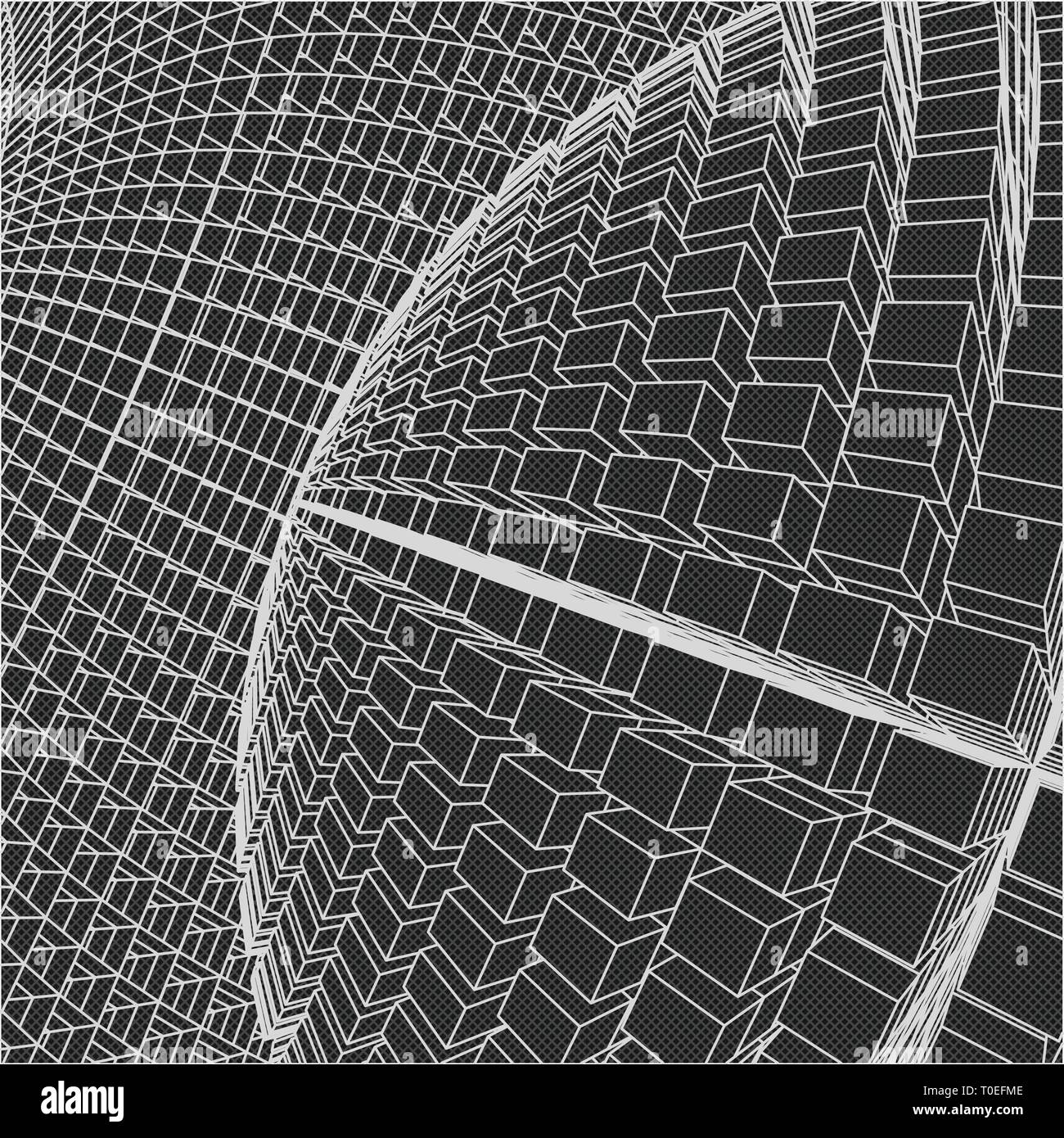 Abstract 3d Illuminated distorted Mesh Sphere . Neon Sign . Futuristic ...