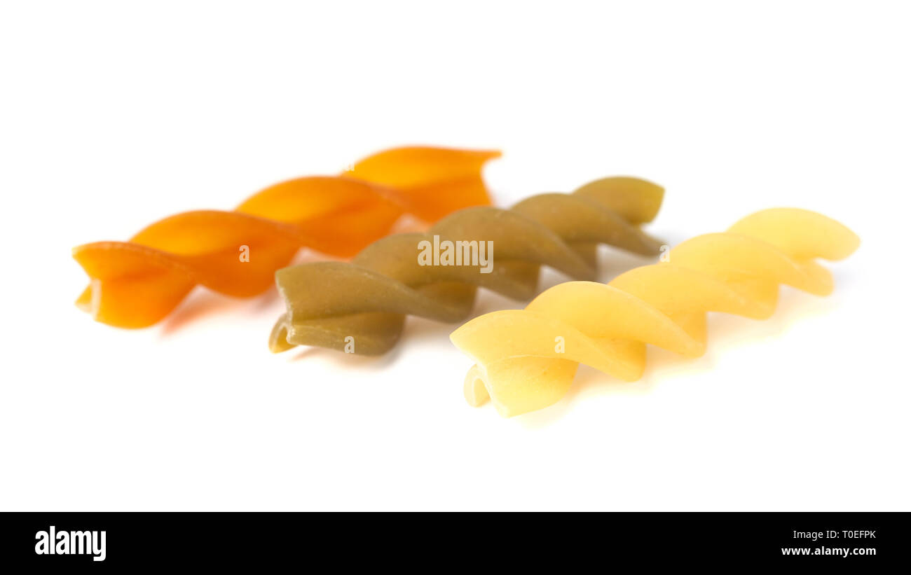 Colored italian pasta isolated on white background, healty food Stock ...