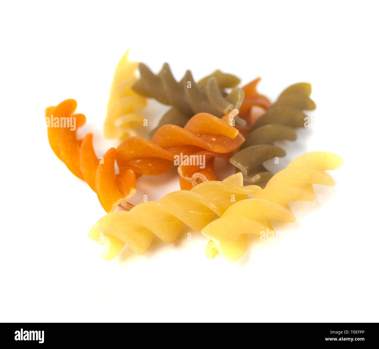 Colored italian pasta isolated on white background, healty food Stock ...