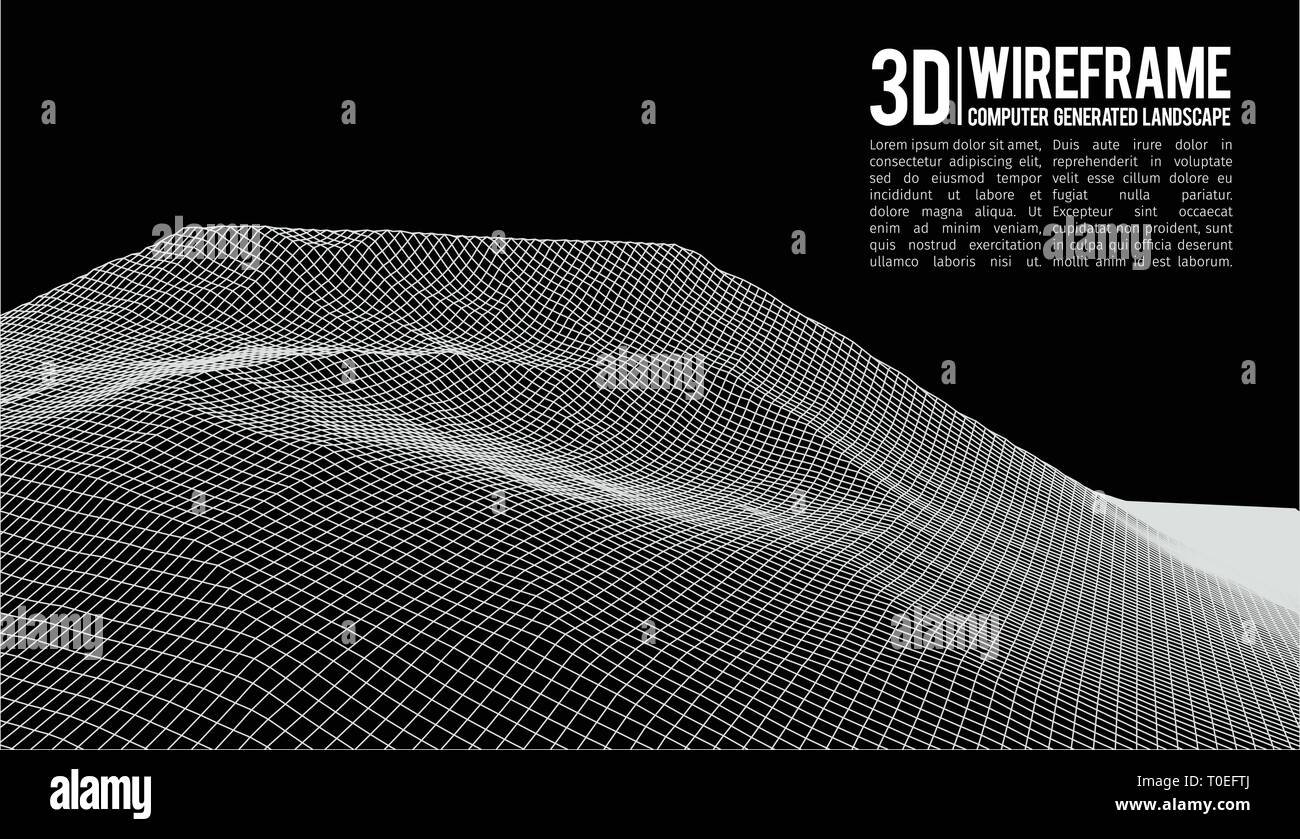 Abstract vector landscape background. Cyberspace landscape grid. 3d ...