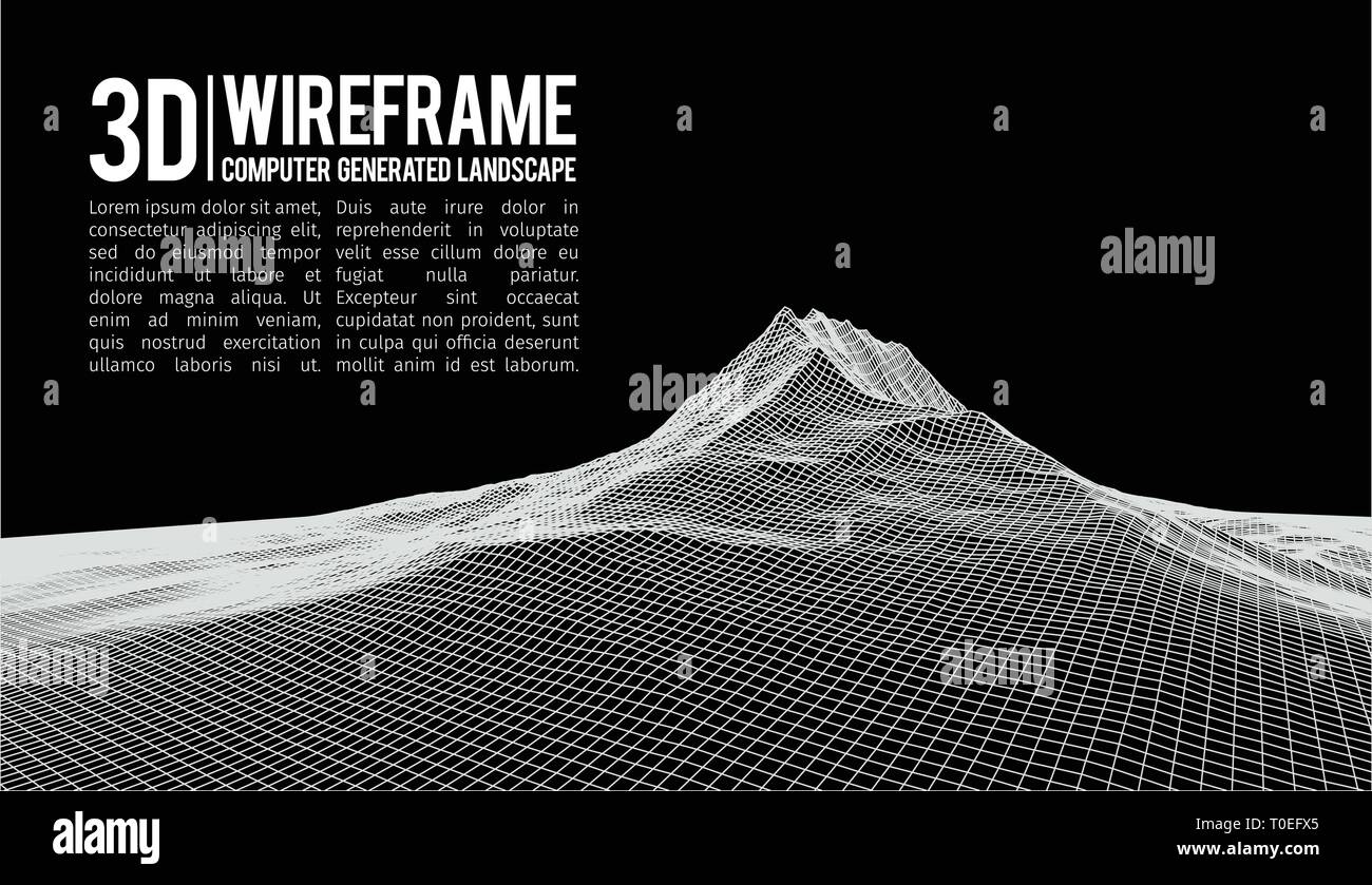 Abstract vector landscape background. Cyberspace landscape grid. 3d ...
