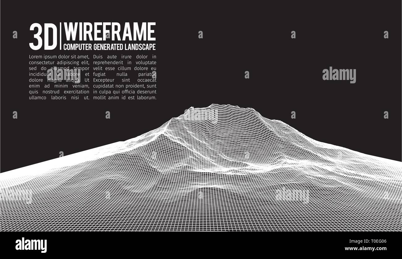 Abstract vector landscape background. Cyberspace landscape grid. 3d ...