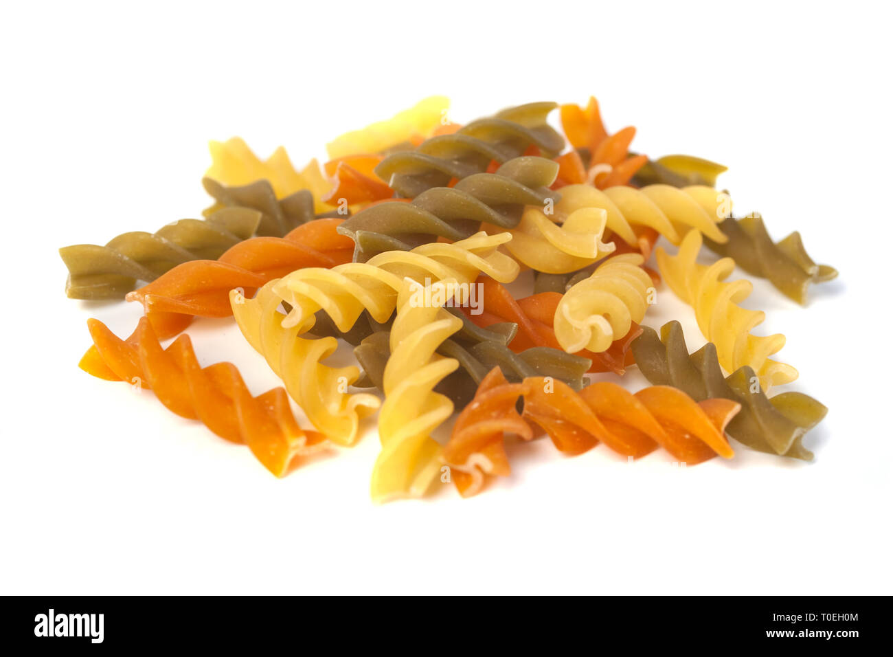 Colored italian pasta isolated on white background, healty food Stock ...