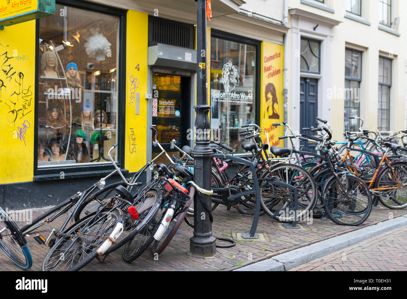 Bicycles parked at the inner city of Utrecht, Netherlands Stock Photo ...