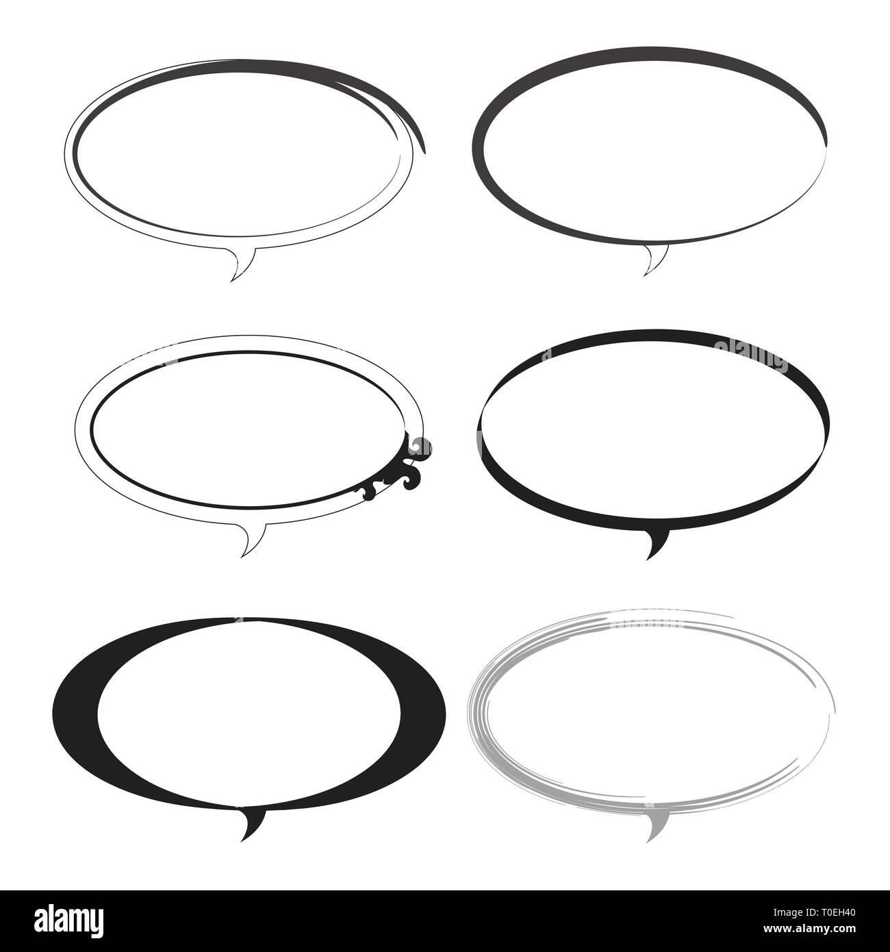 set of eight dialogue boxes vector - speech bubbles black and white ...