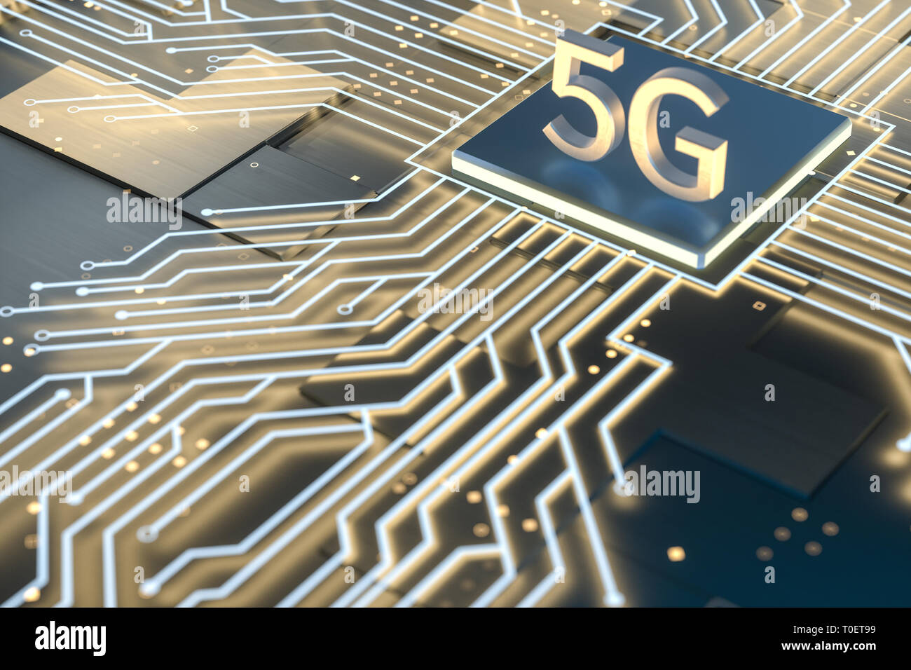 3d rendering, 5g font and circuit background, computer digital image ...