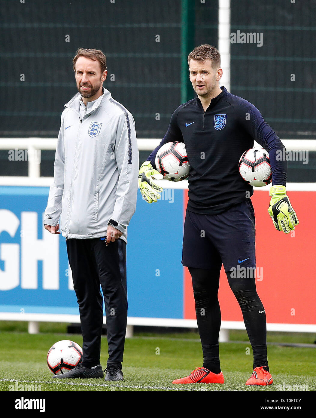 England manager Gareth Southgate with goalkeeper Tom Heaton, during the ...