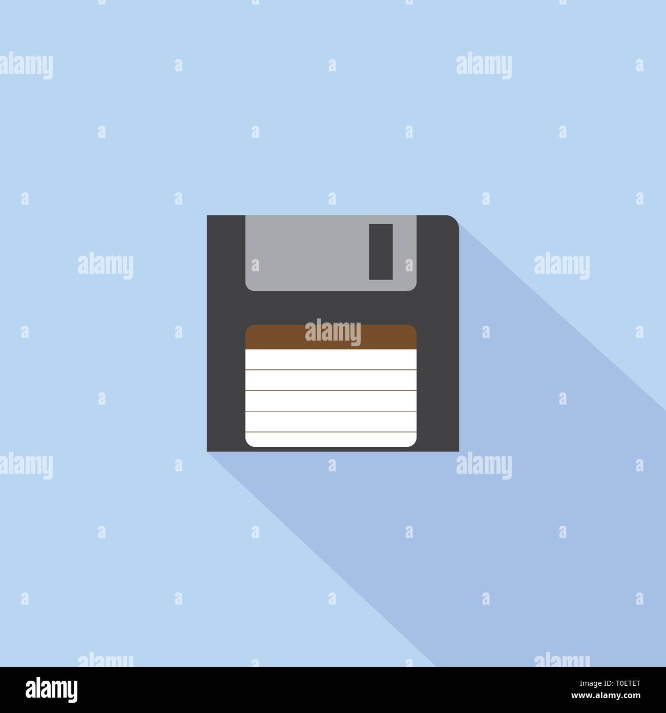 Vintage computer floppy disk on blue background and shadow Stock Vector ...