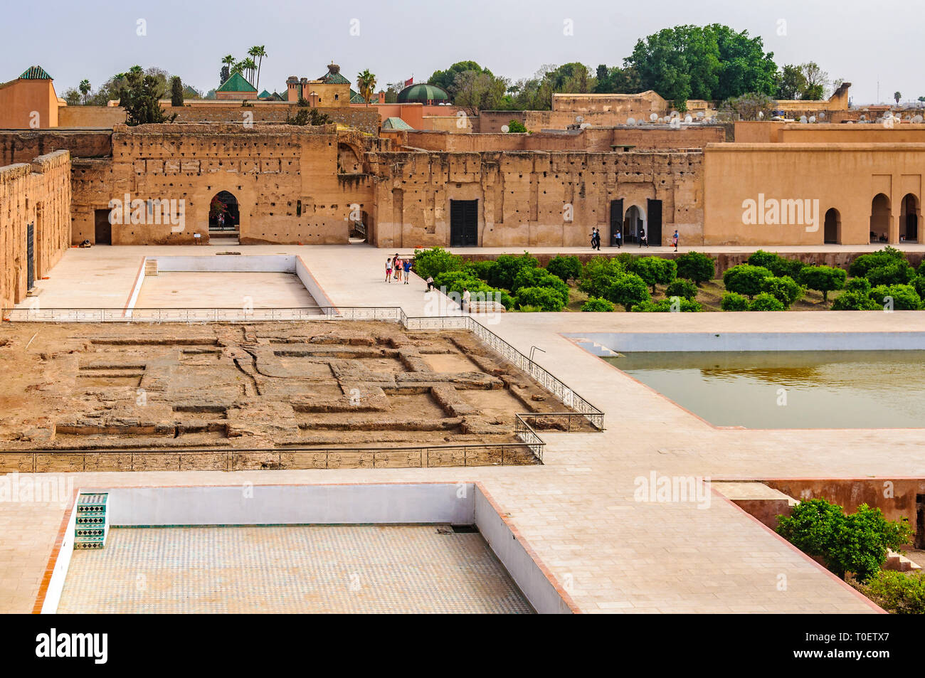 Overhead view of Badi Palace in the Medina of Marrakech, Morocco Stock ...