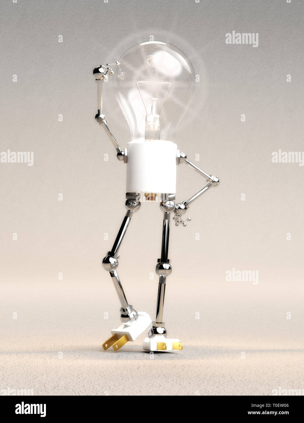 Digital 3D Illustration of a Light Bulb Guy Stock Photo - Alamy