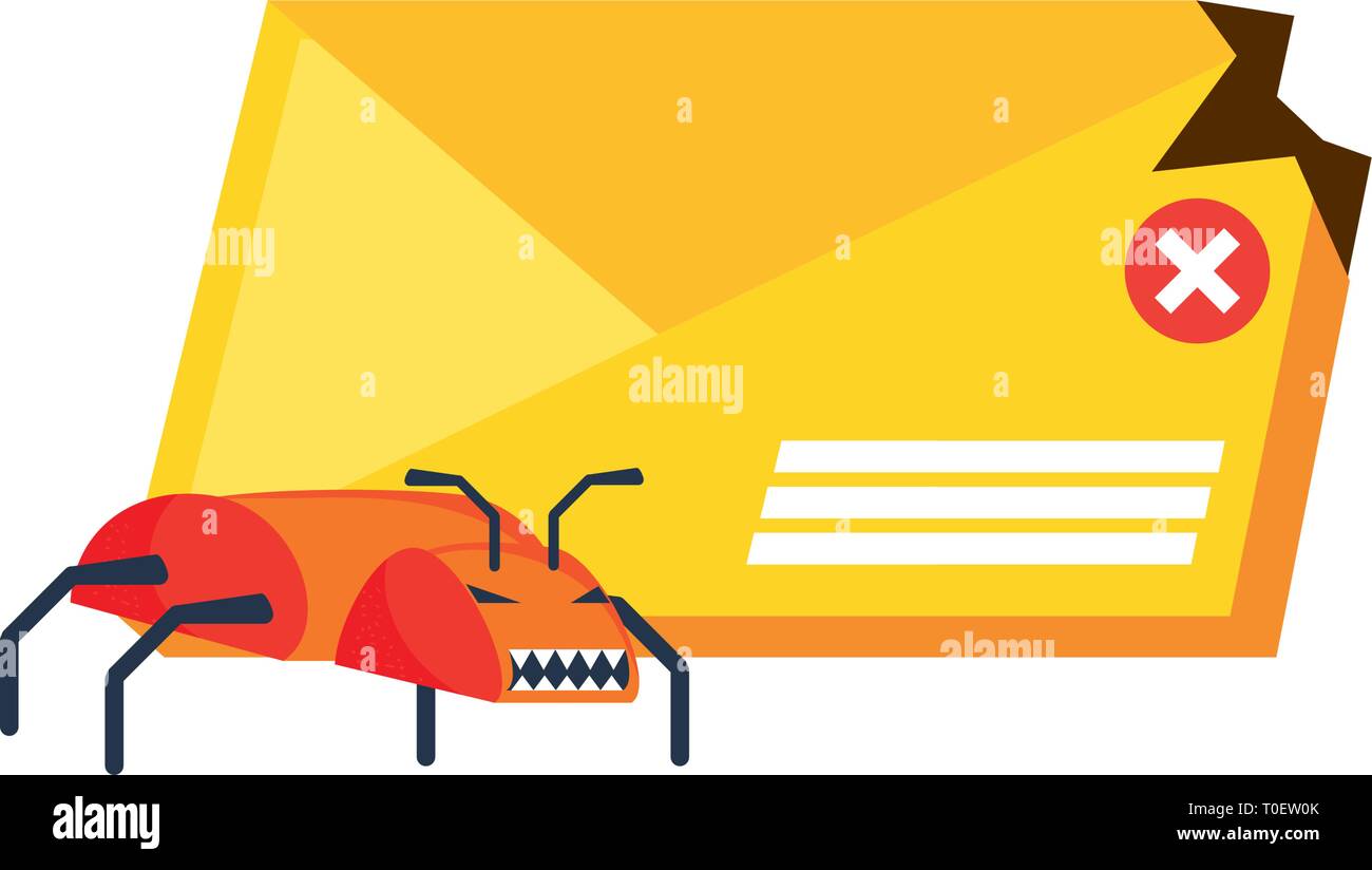 envelope mail with virus attack vector illustration design Stock Vector ...