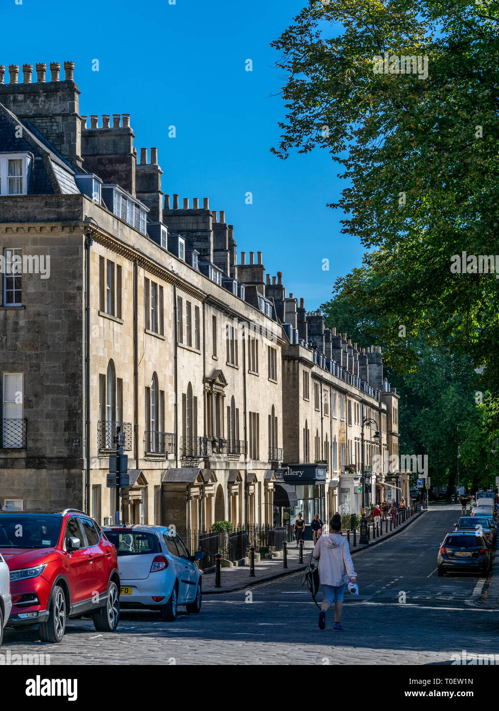 A view along Brock Street, Bath, England, in autumn sunshine Stock ...