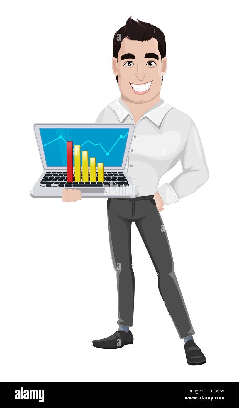 Muscular man holding laptop Stock Vector Images - Alamy