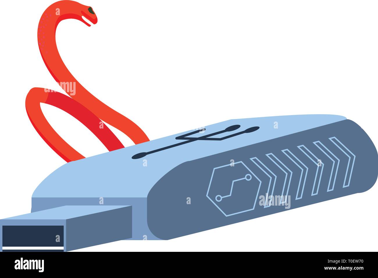 usb memory with snake virus isolated icon vector illustration design ...