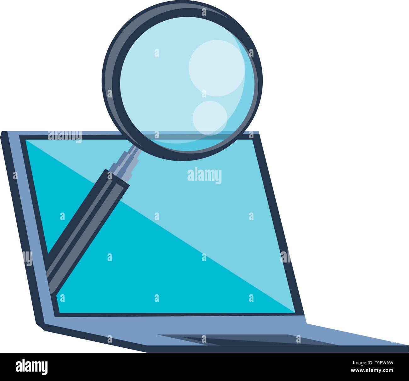 laptop computer with magnifying glass vector illustration design Stock ...