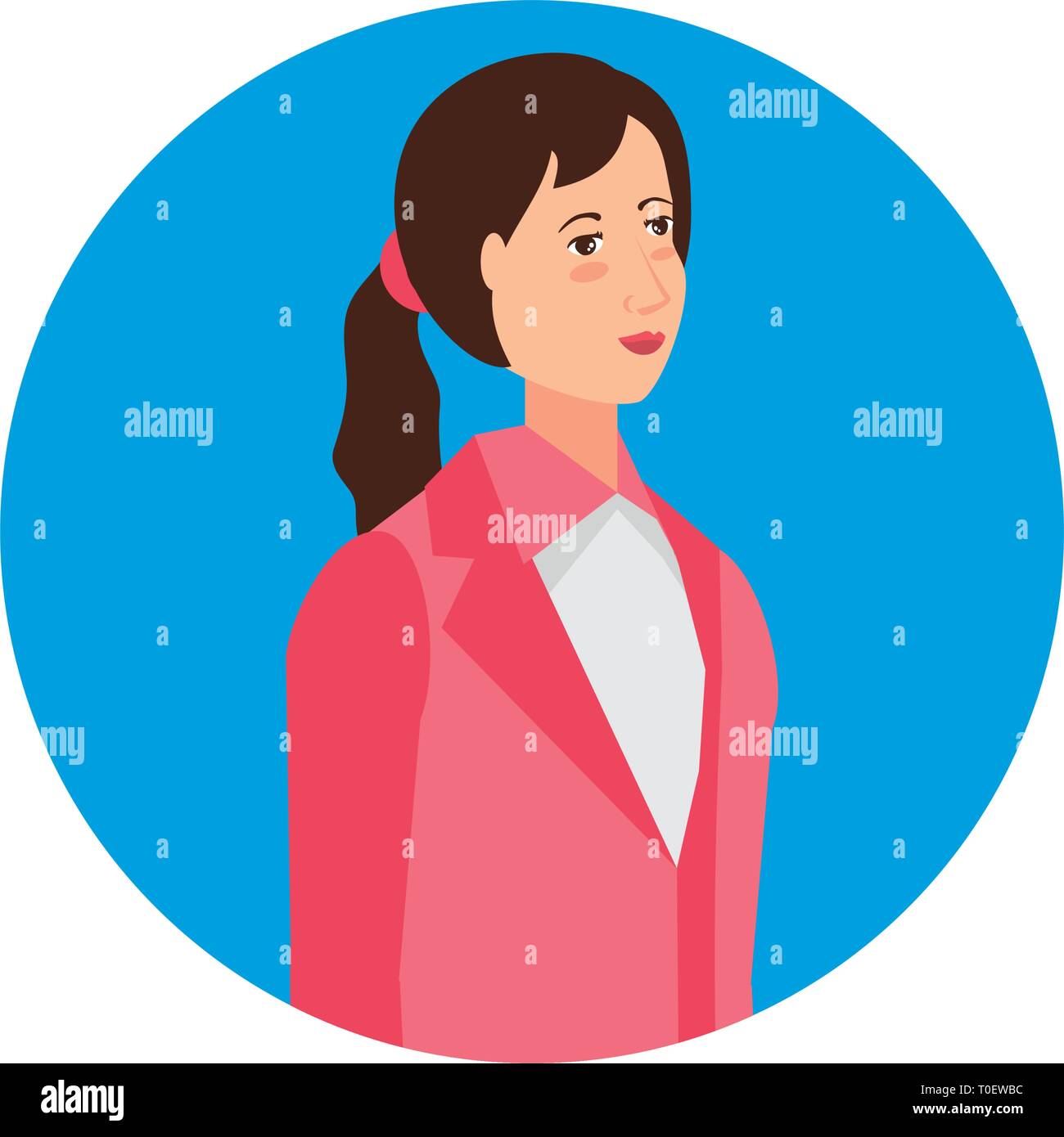 business woman elegant in frame circular vector illustration design ...