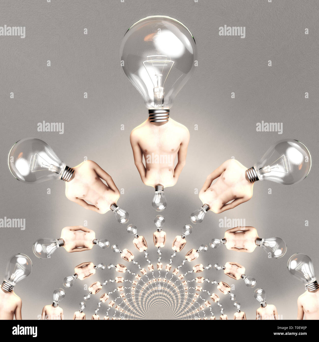 Digital 3D Illustration of a Light Bulb Guy Stock Photo - Alamy