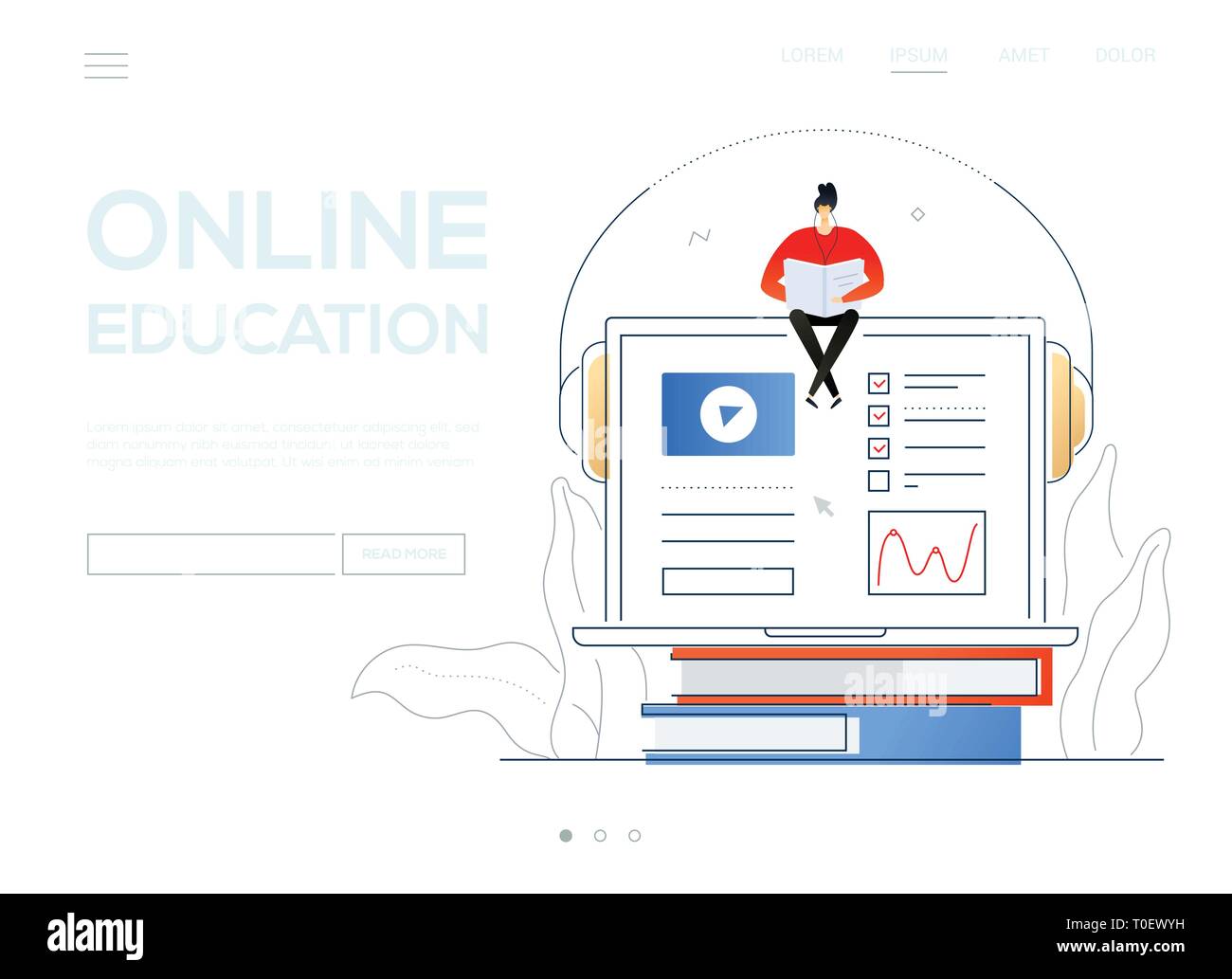 Online education - modern colorful flat design style web banner Stock Vector Image & Art - Alamy