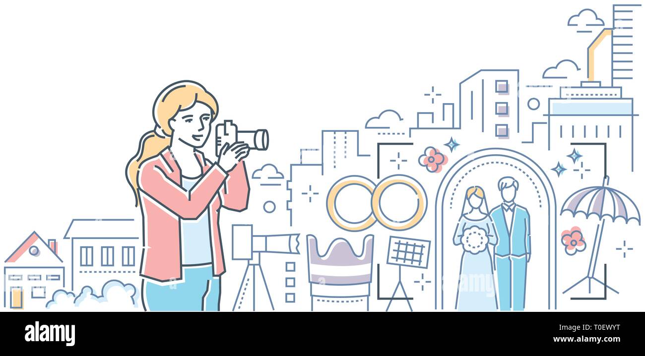 Professional photography - colorful line design style illustration ...