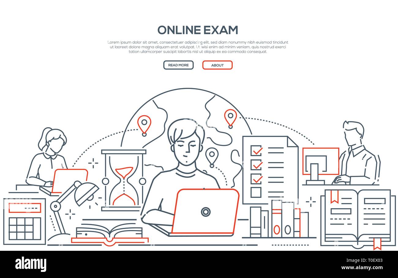 Online exam - line design style web banner Stock Vector Image & Art - Alamy