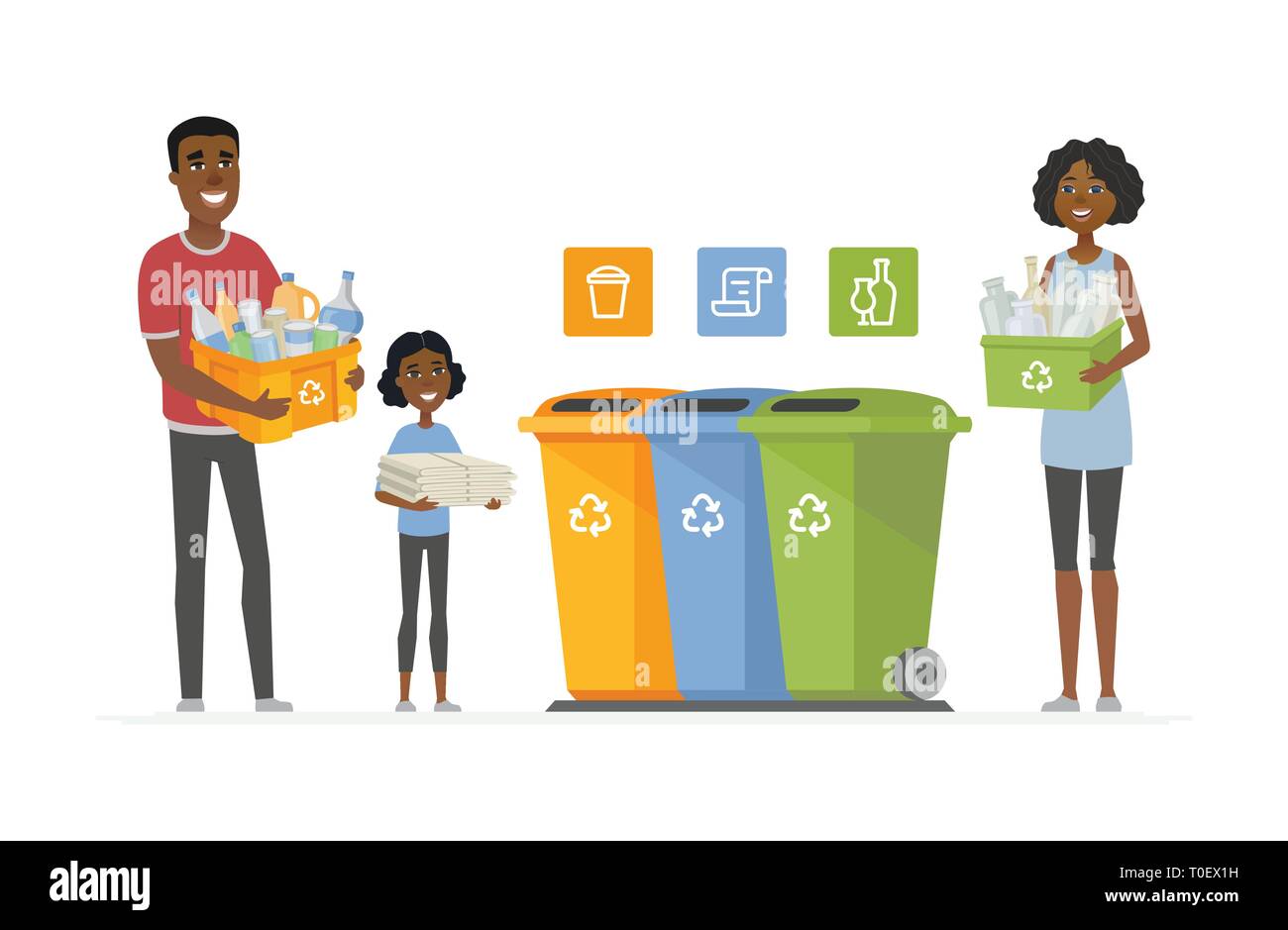 Recycling concept - modern cartoon people characters illustration Stock ...