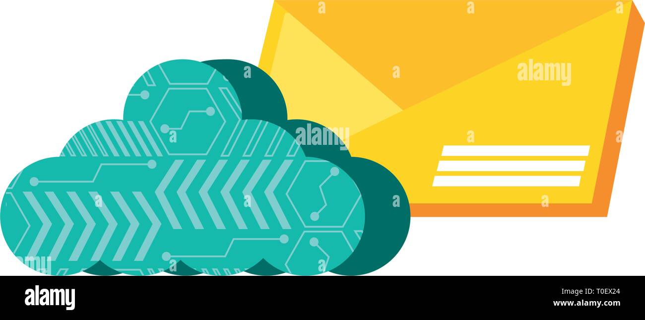 envelope mail with cloud computing vector illustration design Stock ...
