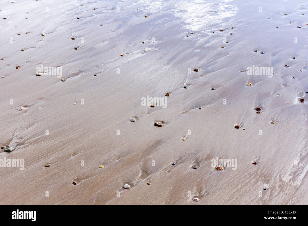 Wet sand on the shoreline, Bournemouth Beach, Dorset, UK Stock Photo ...