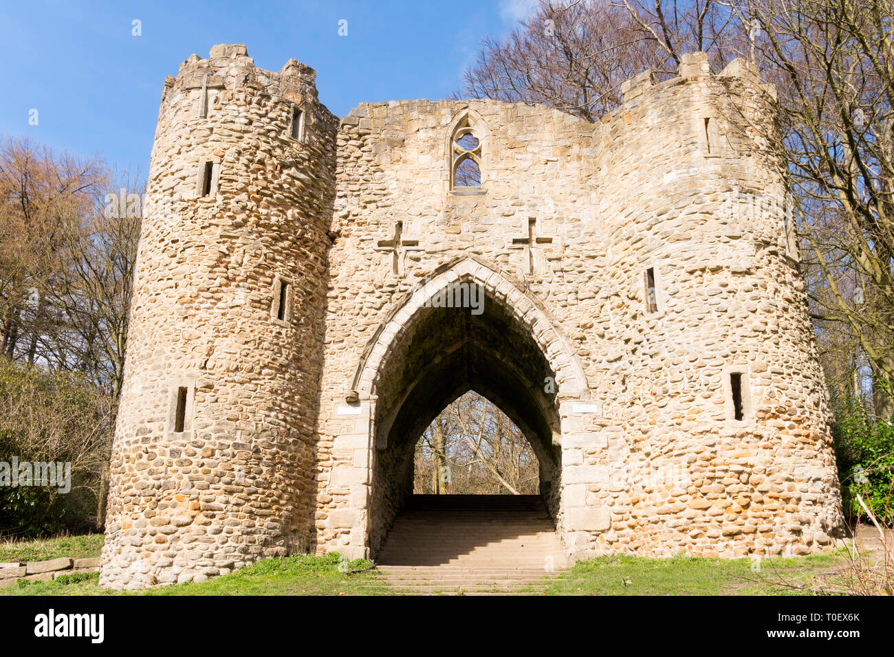 The castle folly in Roundhay Park, Leeds, West Yorkshire, England, UK ...