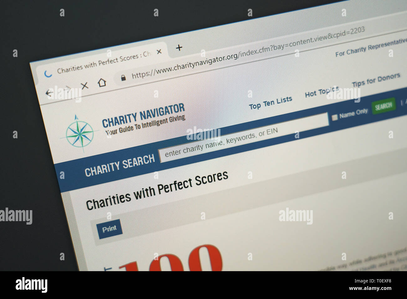 Charity Navigator website screenshot Stock Photo - Alamy