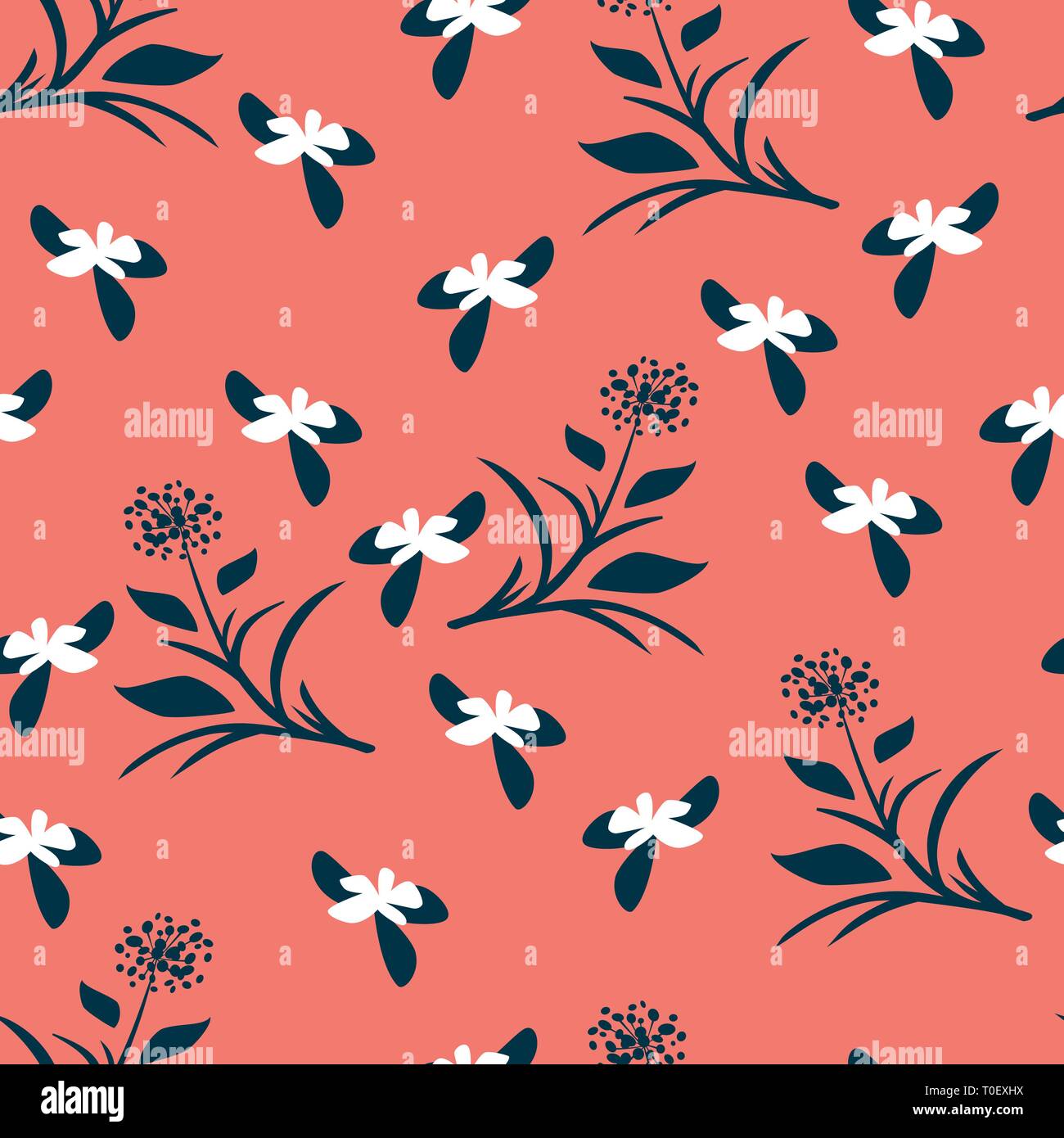 Lovely feminine floral vector seamless repeat pattern Stock Vector ...