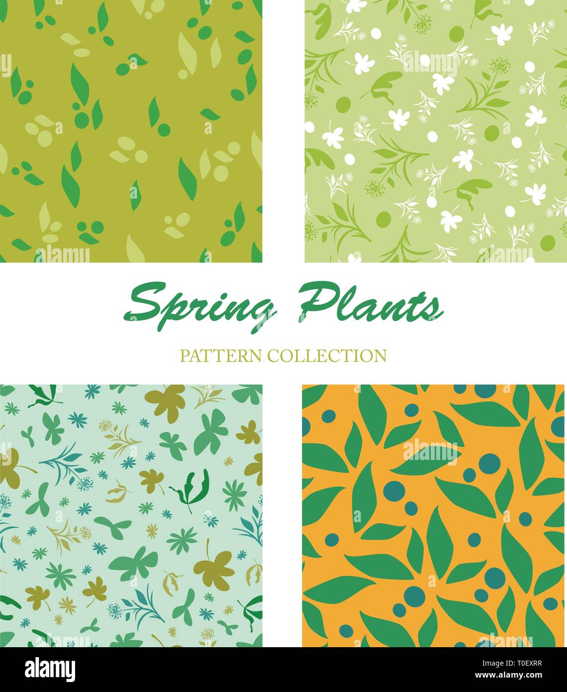 Four fresh colourful spring green vector patterns Stock Vector Image ...