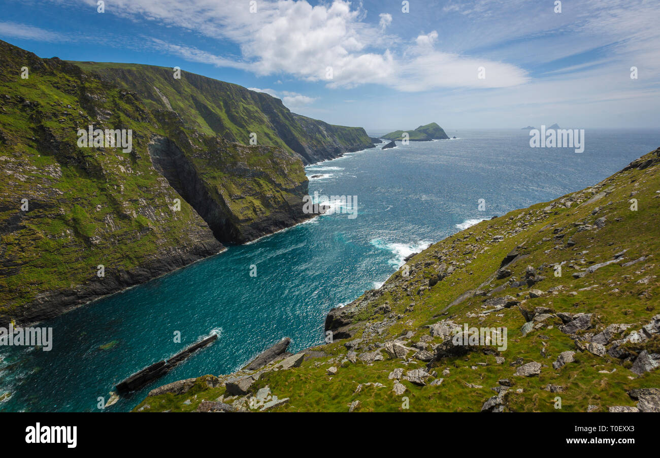 wonderful landscape at Kerry Cliffs near Portmagee, Skellig Ring, Co ...