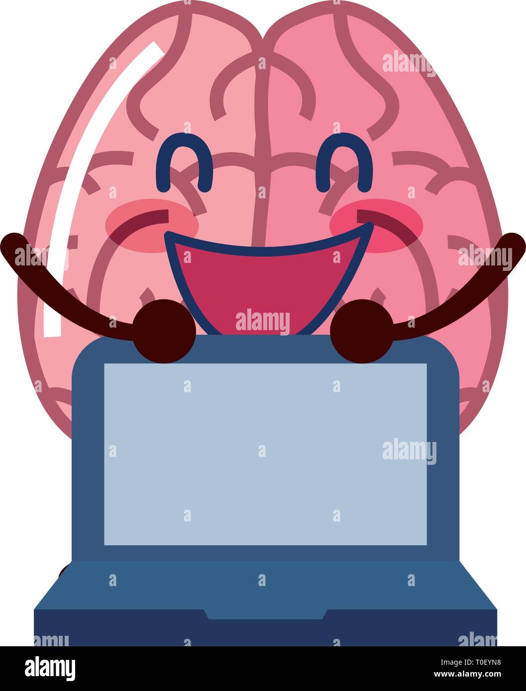 brain cartoon laptop gadget creativity vector illustration Stock Vector ...