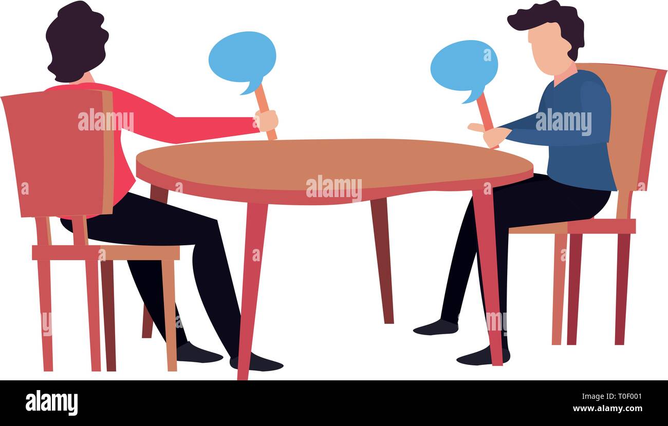 men playing trivia with speech bubble vector illustration Stock Vector ...