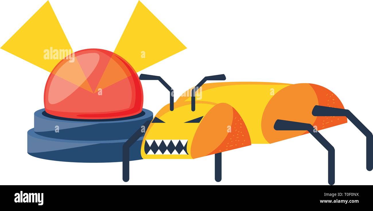 alarm light emergency with insect vector illustration design Stock ...