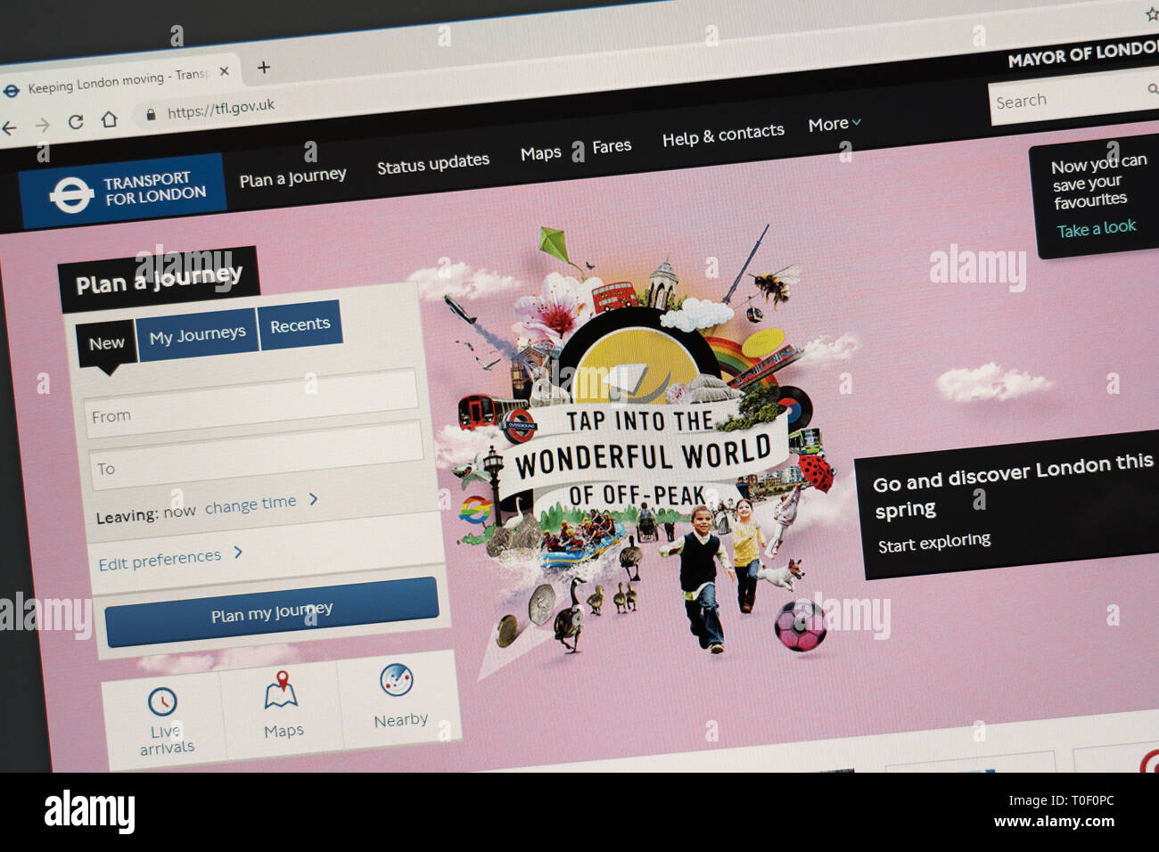 tfl transport london website Stock Photo - Alamy