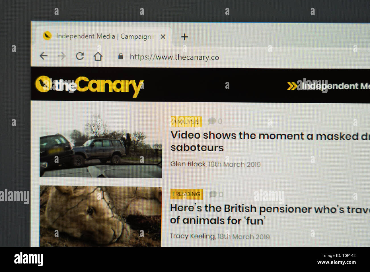 the canary website Stock Photo - Alamy