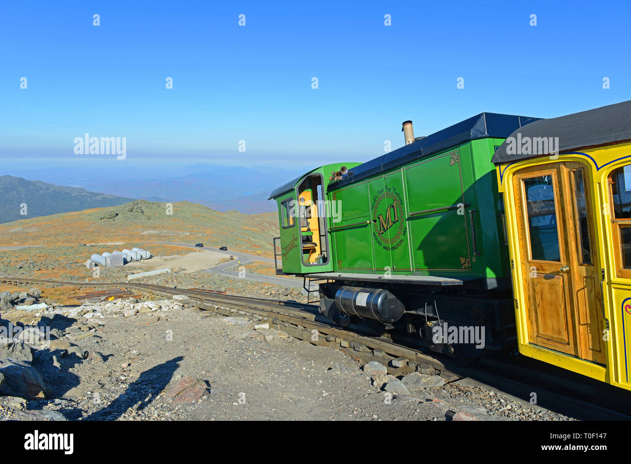Mount Washington Cog Railroad at the top of Mount Washington in White ...