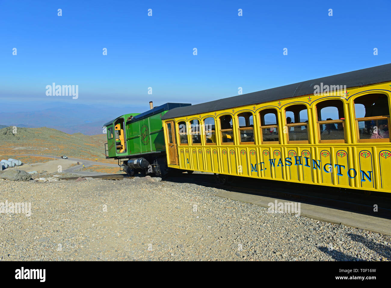 Mount Washington Cog Railroad at the top of Mount Washington in White ...