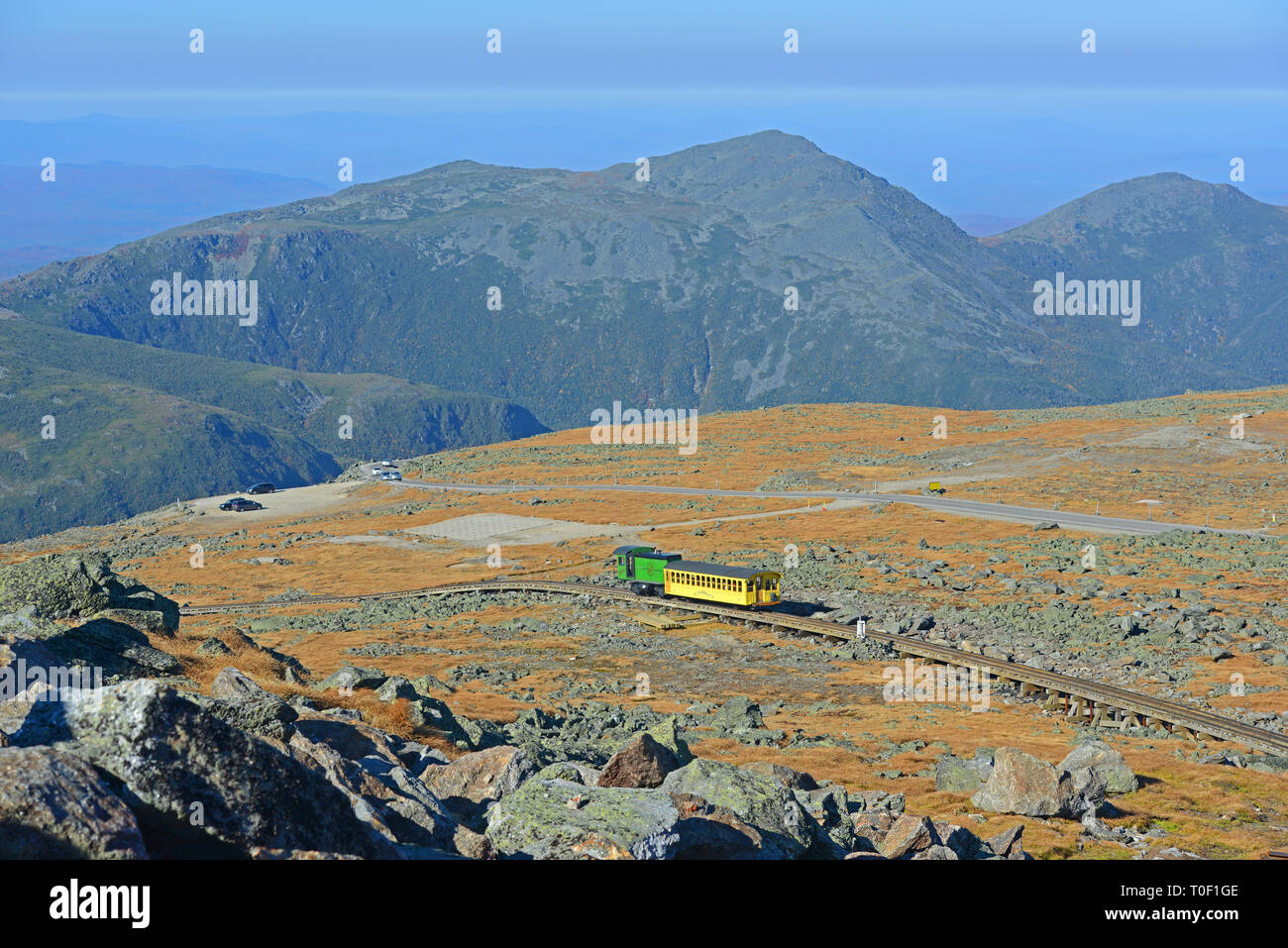 Mount Washington Cog Railroad at the top of Mount Washington in White ...