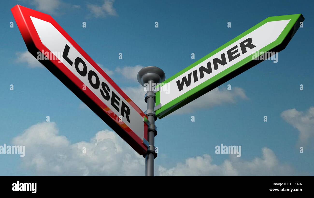Looser - Winner street signs - 3D rendering illustration Stock Photo ...
