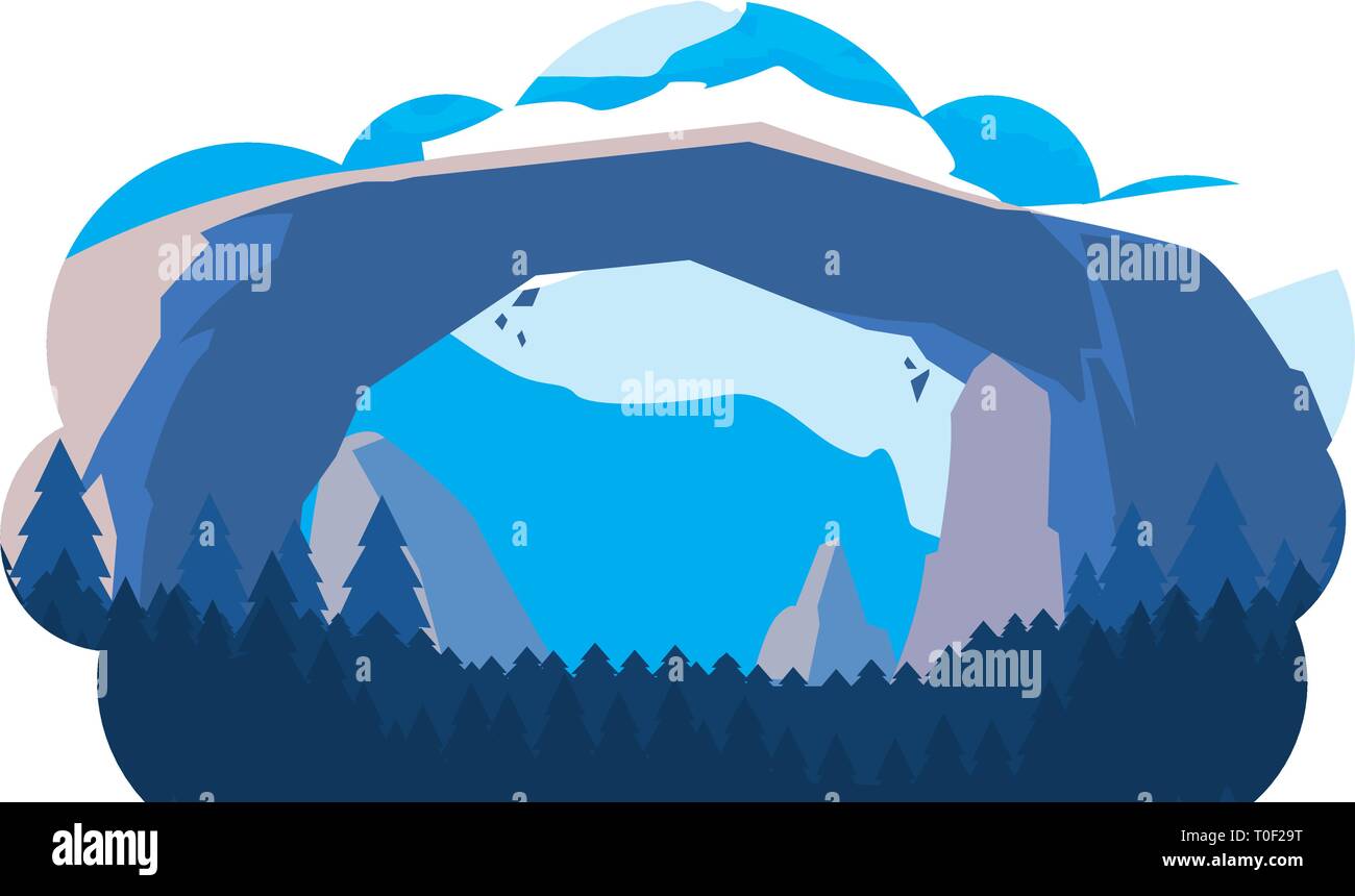 rocks with forest snowscape scene vector illustration design Stock ...