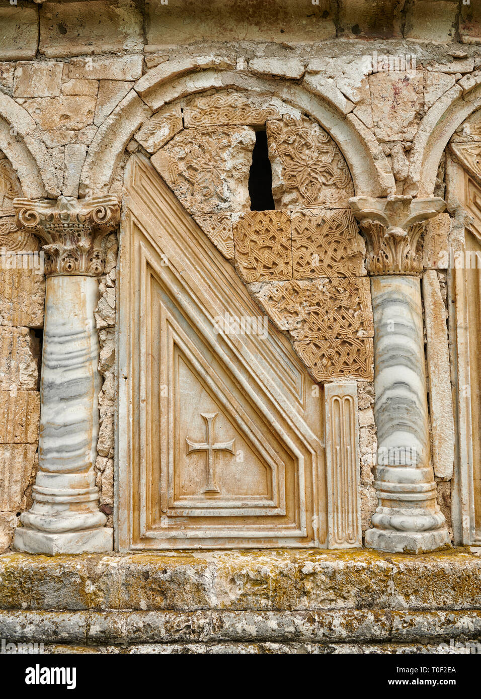 Close up picture & image medieval Georgian architectural stone work of ...