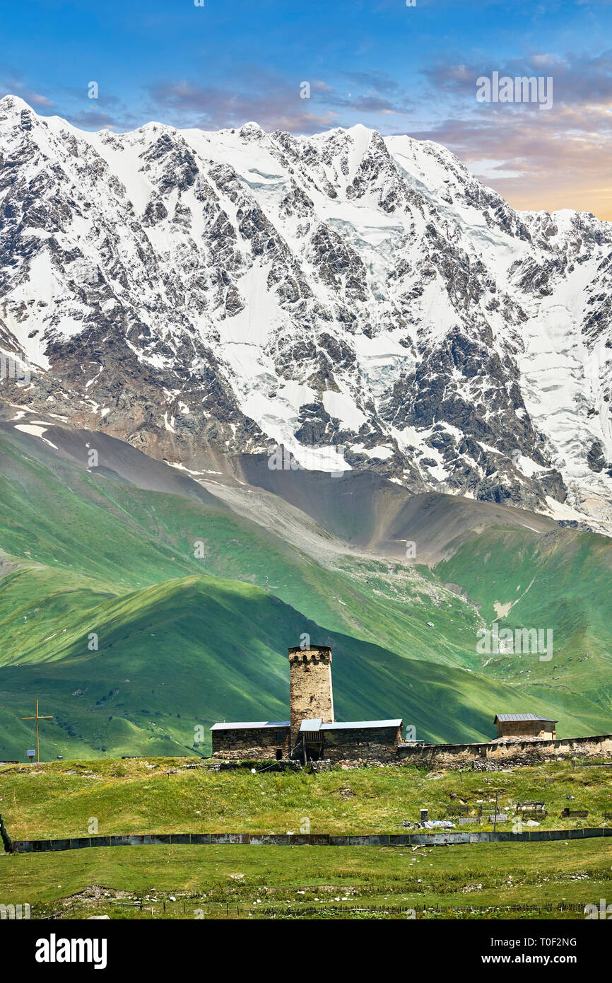 The medieval Georgian Orthodox St George Church “JGRag” with mount ...