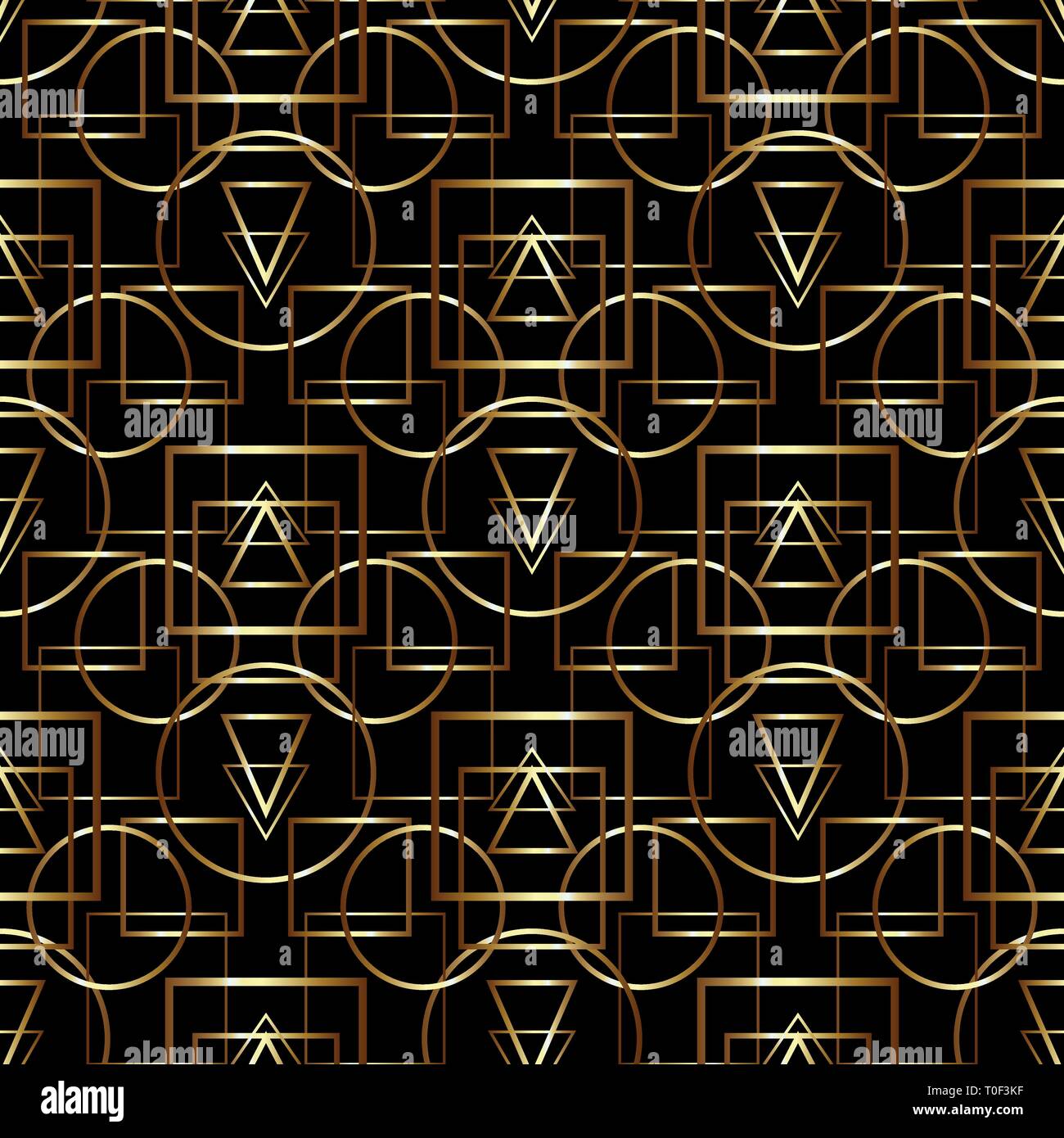 Golden geometric seamless pattern on black background Stock Vector ...